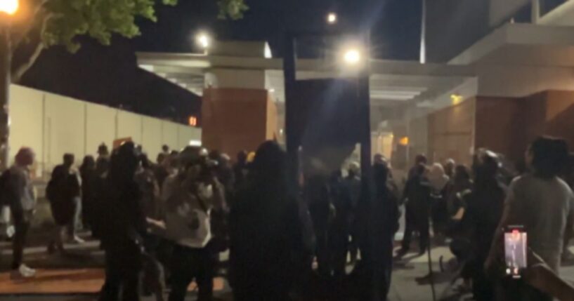 Agitators Set Up Guillotine Outside ICE Building Amid Clash with Law ...
